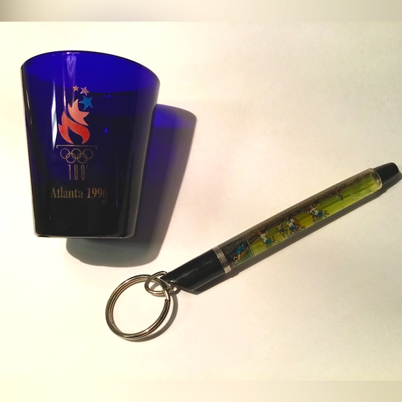 Other | Atlanta 1996 Olympics Cobalt Blue Shot Glass And Floating ...